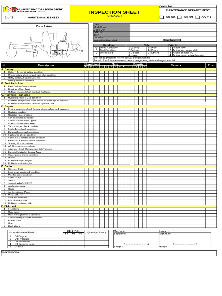 Form Inspeksi A2B | PDF
