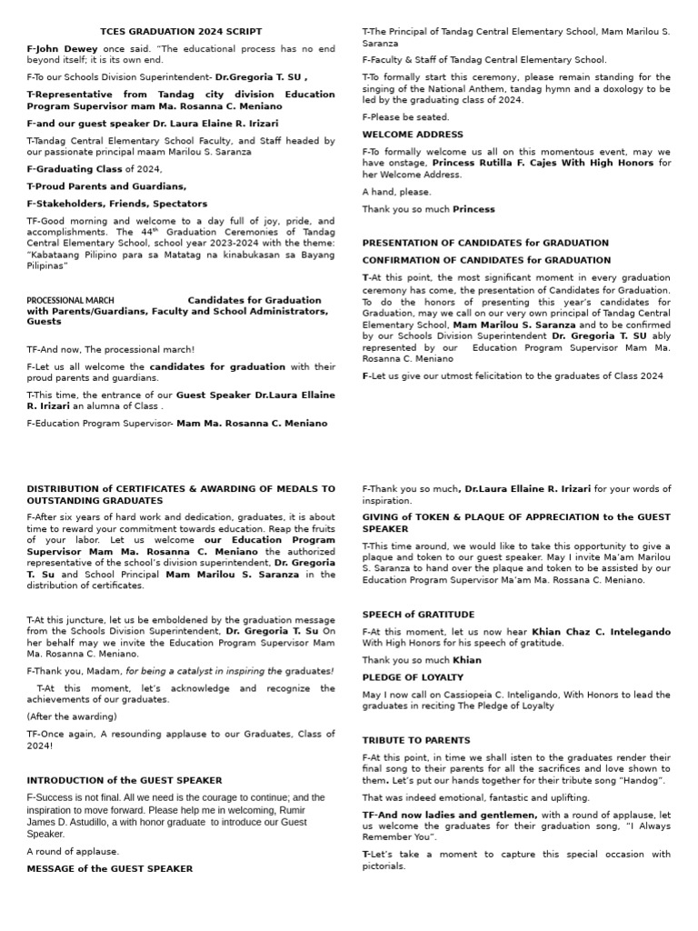 TCES SCript Grad 2024 | PDF