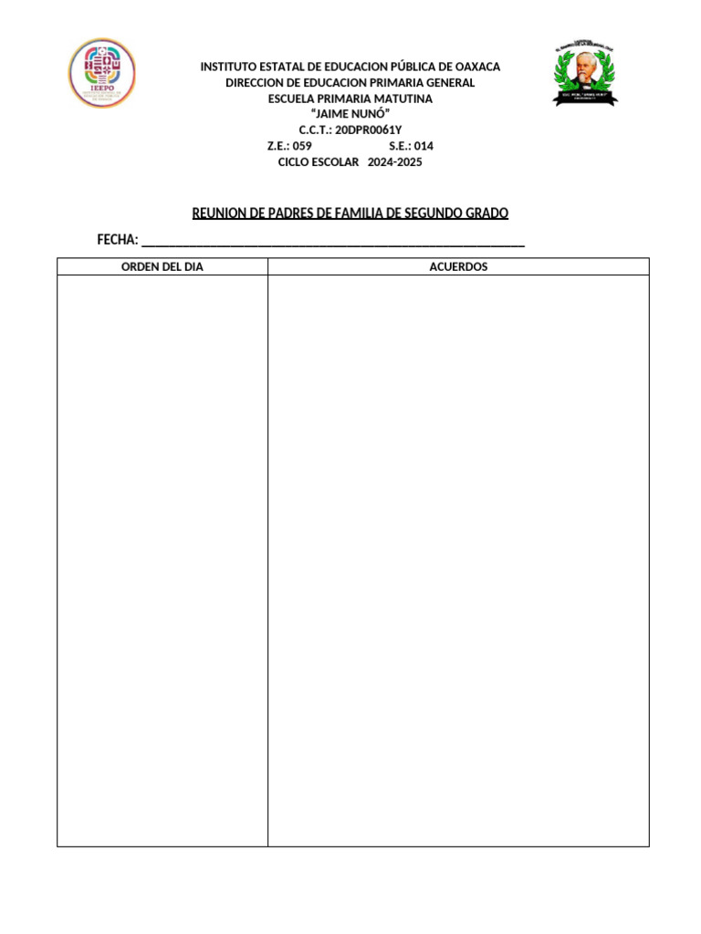 Formato Reunion de Grupo Con Padres de Familia | PDF