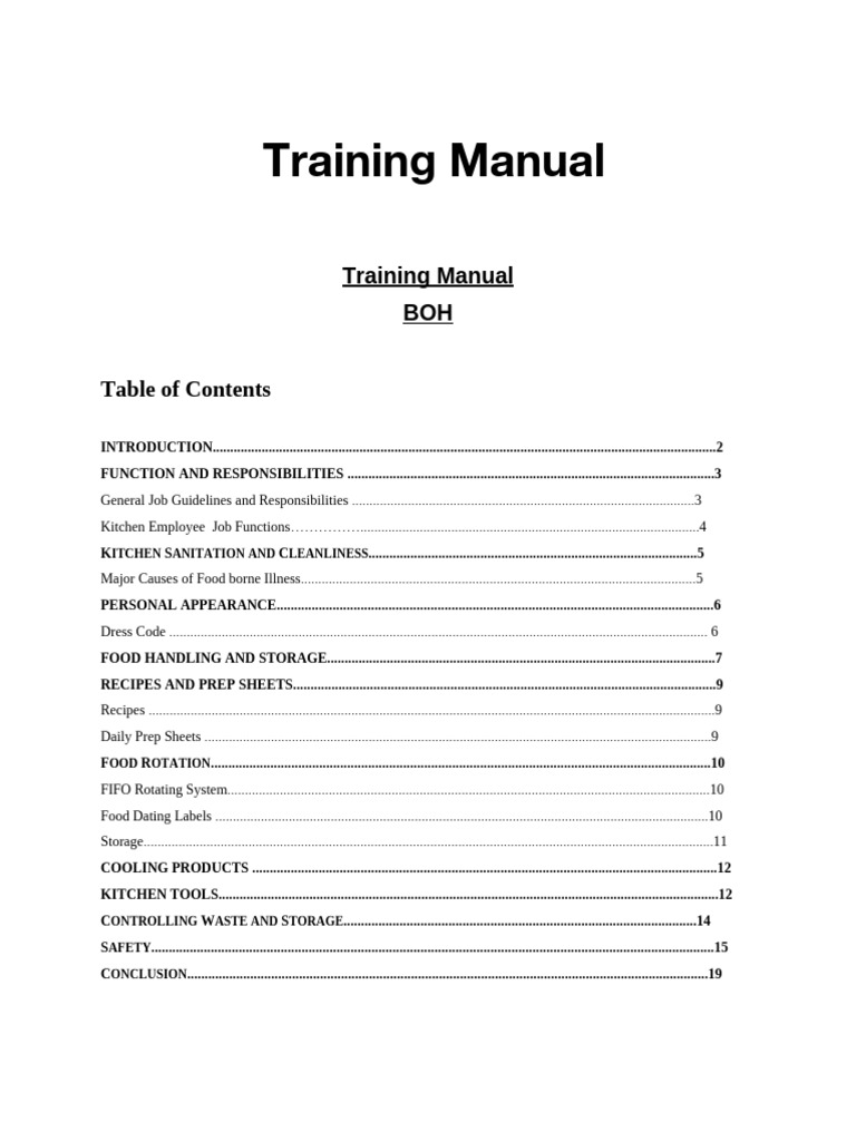 Kitchen Training Manual | PDF