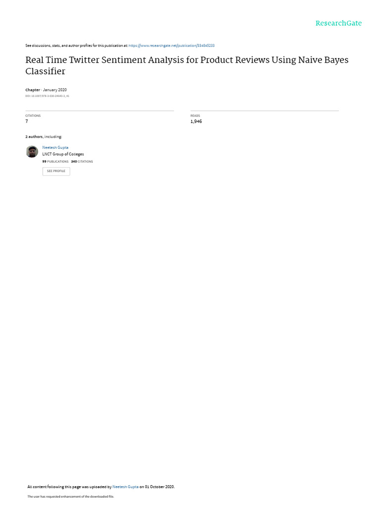 Real Time Twitter Sentiment Analysis | PDF