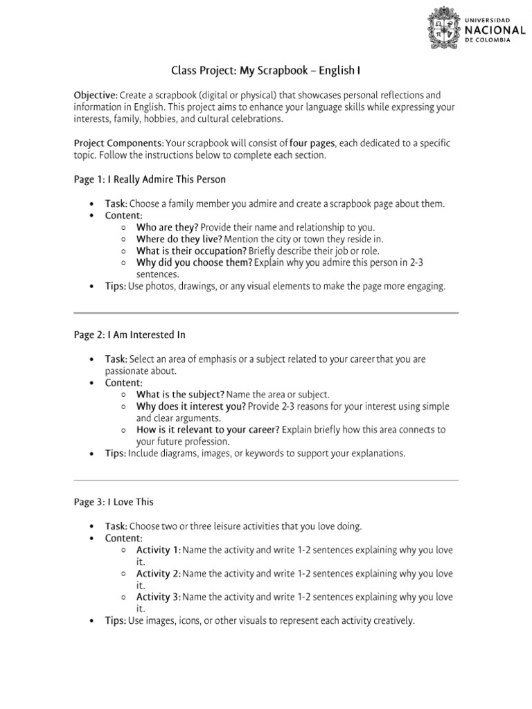 Scrapbook - Creation Rubric | PDF