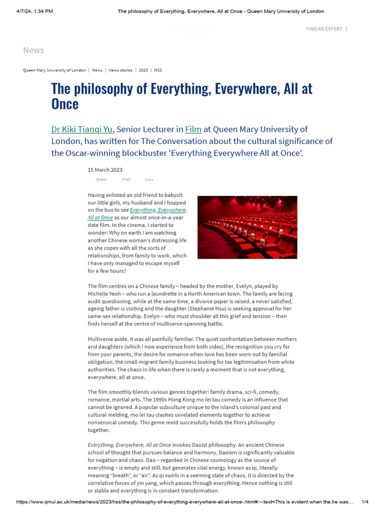 The Philosophy of Everything, Everywhere, All at Once - Queen Mary ...