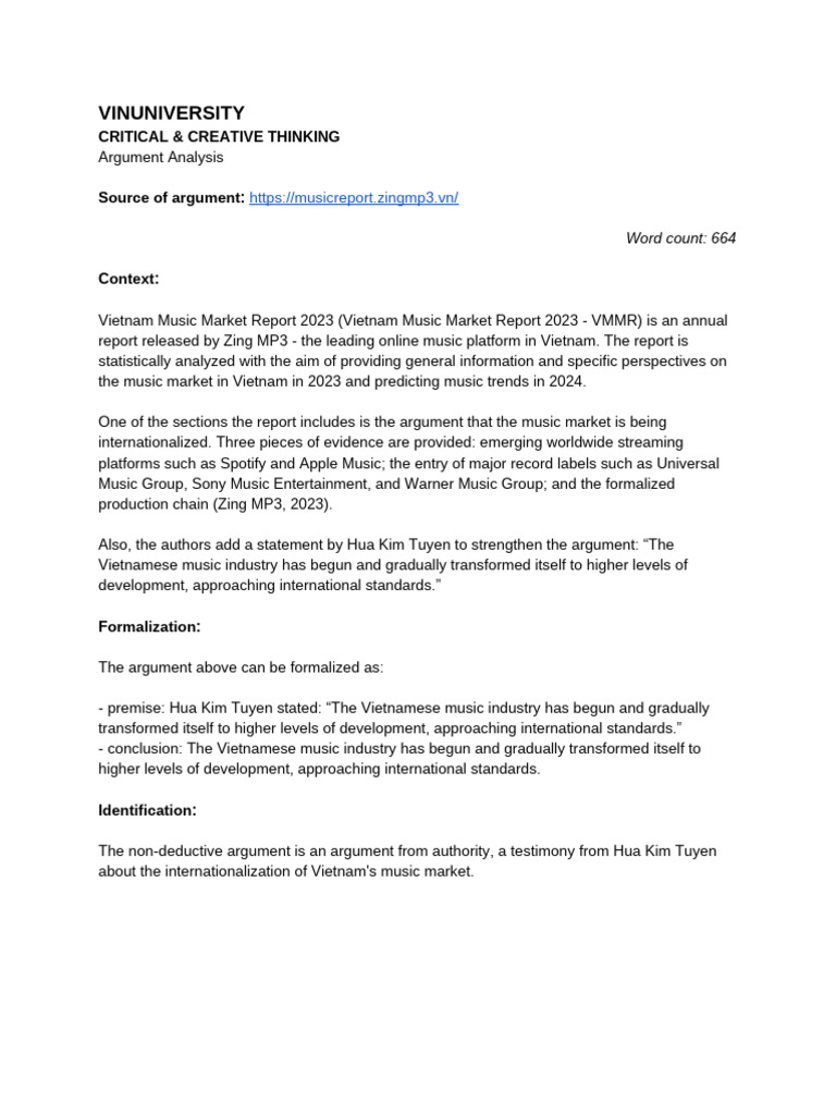 V202301102 – Le Minh Trong – Argument Analysis | PDF