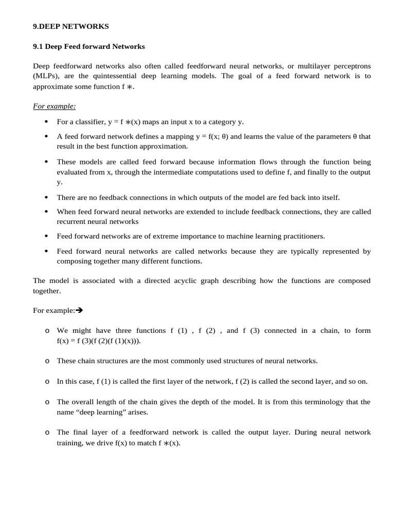 9.deep Feedforward Networks | PDF | Artificial Neural Network | Loss Function