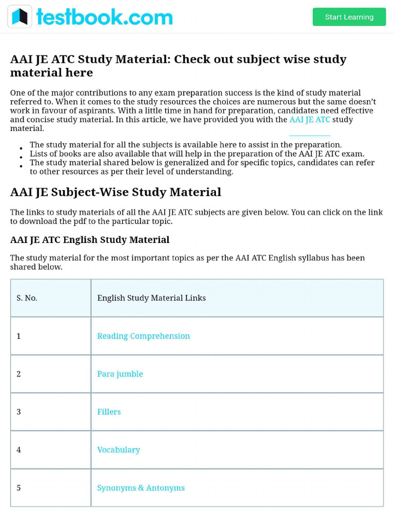 AAI JE ATC Study Material - Check Out Subject Wise Study Material Here ...