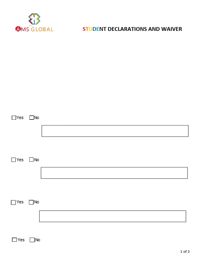 00 Student Declarations (Fillable) | PDF