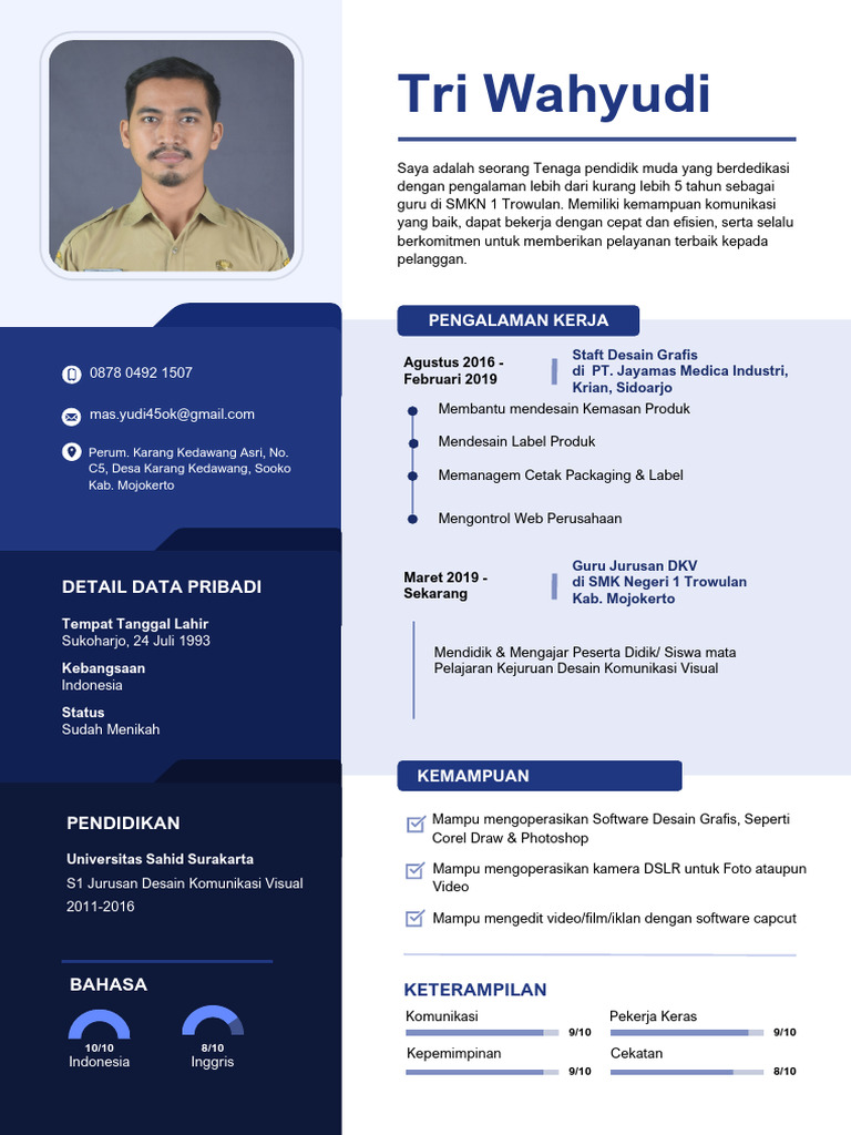 Biru Modern Dan Formal Resume CV Karyawan | PDF
