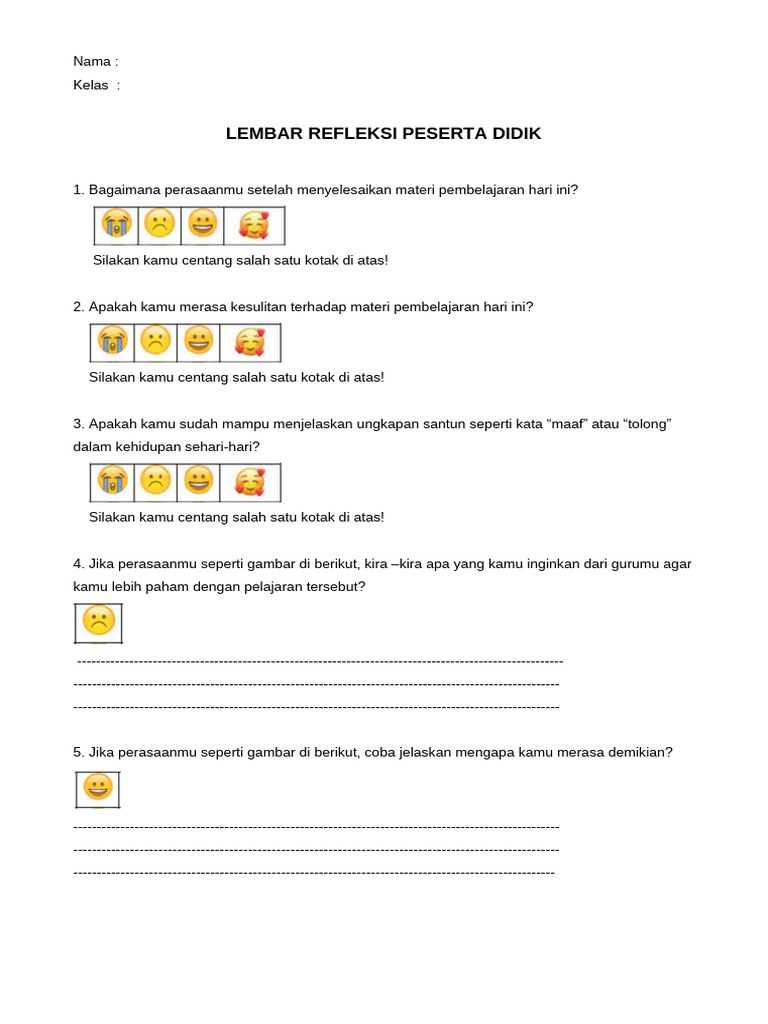 Lembar Refleksi Peserta Didik | PDF