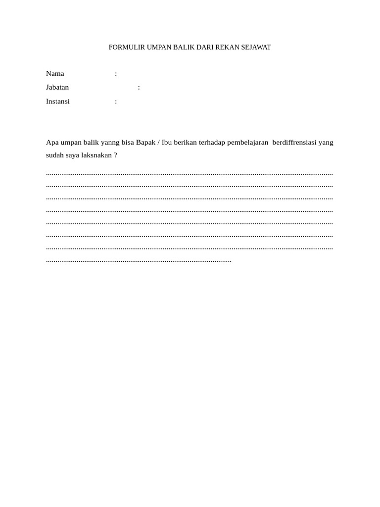 Formulir Umpan Balik Dari Rekan Sejawat | PDF