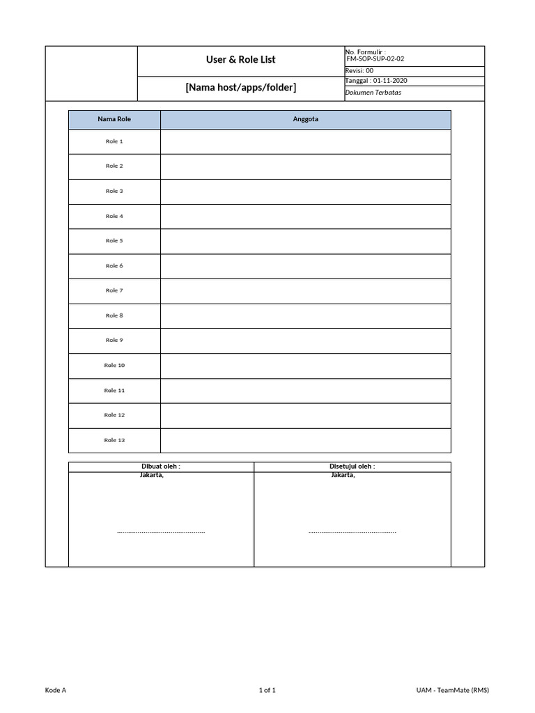 User Access Matrix Template | PDF