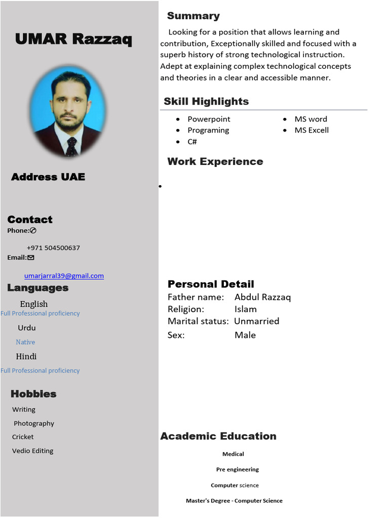 Umar CV | PDF