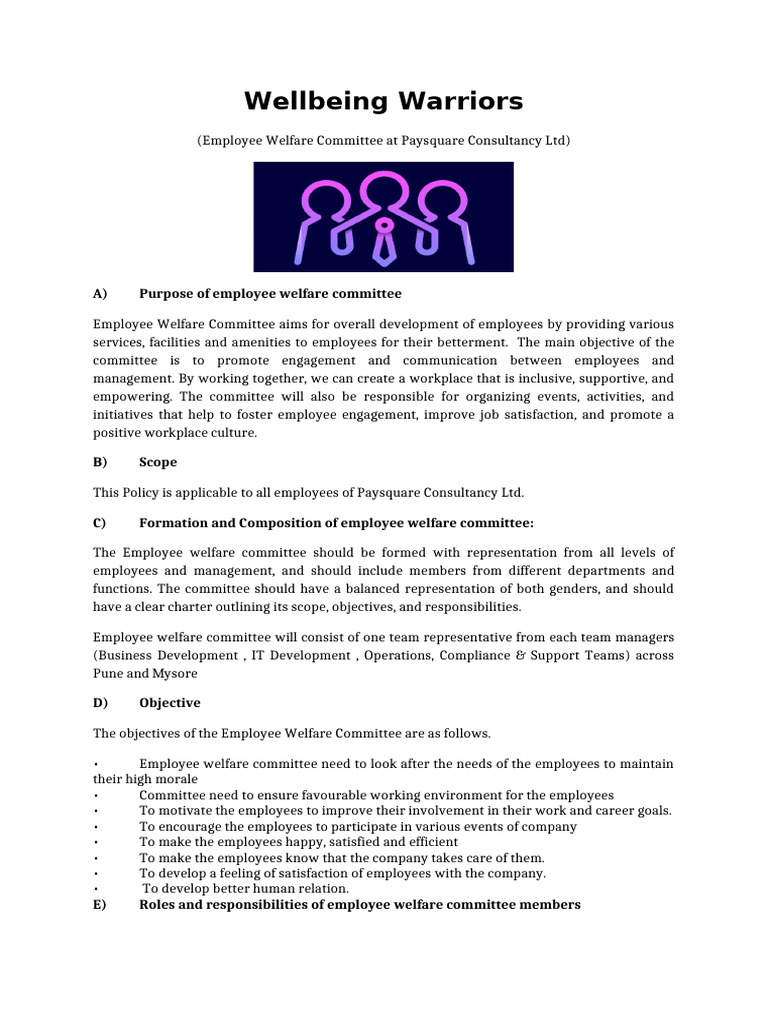 Wellbeing Warriors Commitee & Policy | PDF