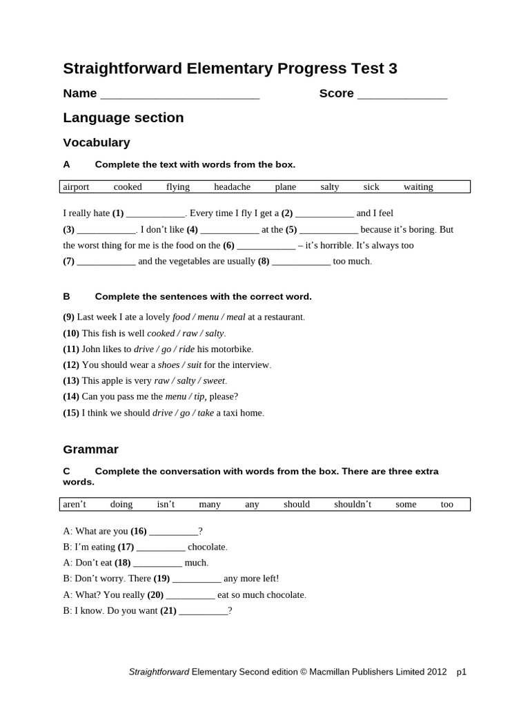 Progress Test 3 | PDF