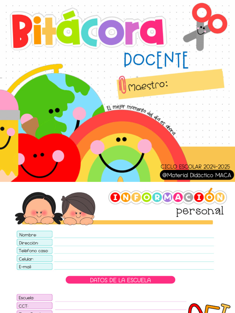 Bitácora Docente para Primaria 2024-2025 | PDF | Educación de la ...