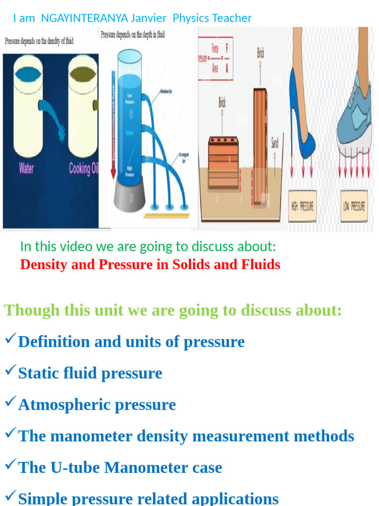 Density and Pressure in Solids and Fluids | PDF | Pressure | Force