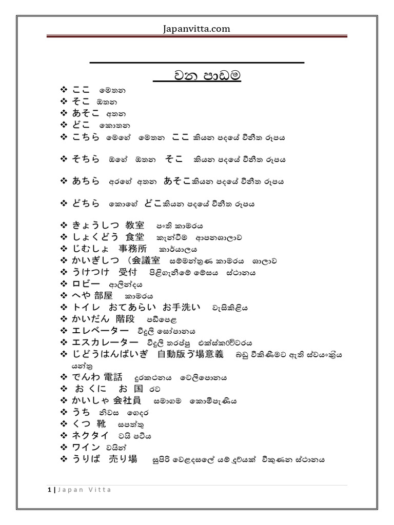 Minna Vocabulary 3 | PDF