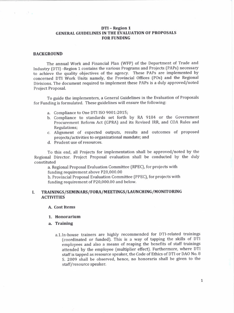 Rpec General Guidelines in The Evaluation of Proposals For Funding | PDF