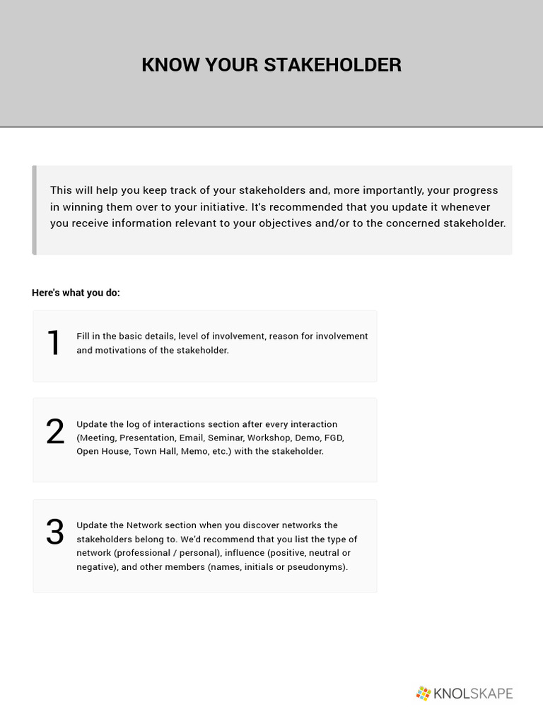 Know Your Stakeholder | PDF