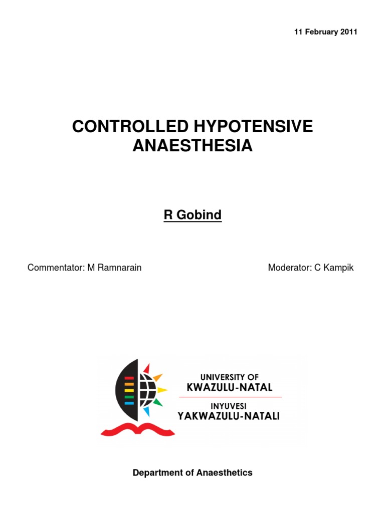 Controlled Hypotensive Anesthesia | PDF | Vasodilation | Blood Pressure