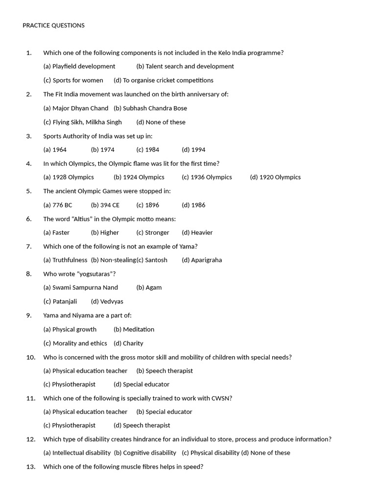Practice Questions | PDF