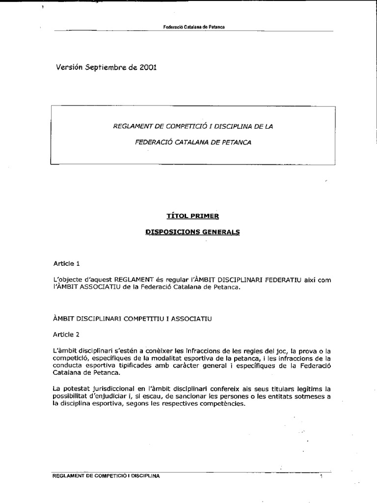 Reglament-Disciplinari FCP 1 | PDF
