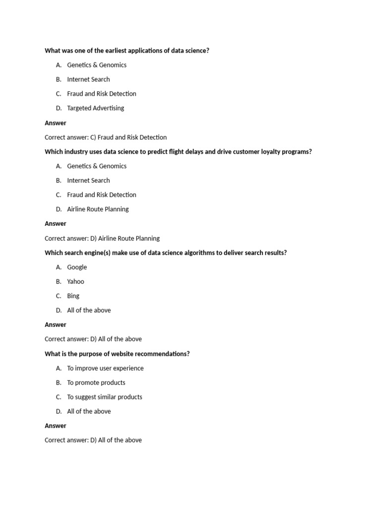 GRade-10 Data Science Quiz | PDF