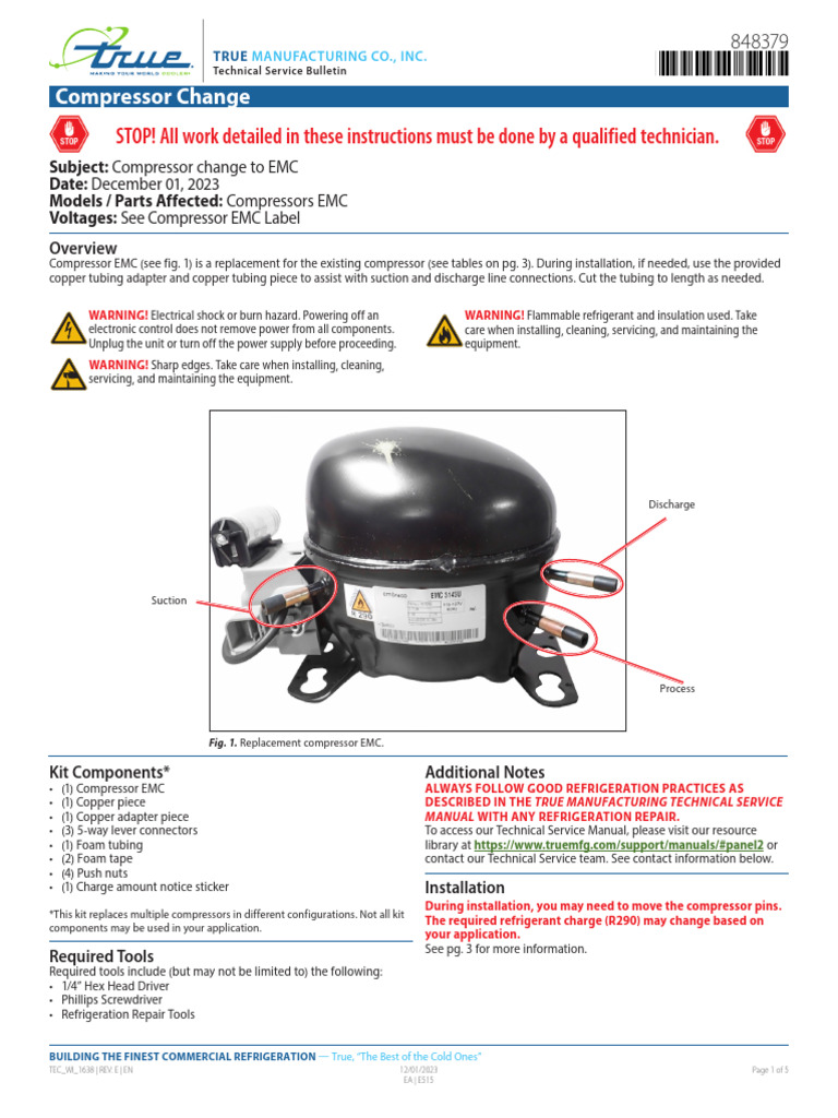 TEC WI 1638 VE 848379 E497 EMC Universal Compressor Adv 2 | PDF