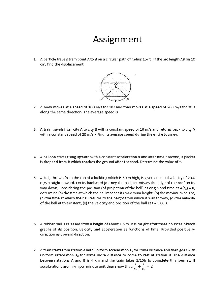 Assignment Kinematics | PDF