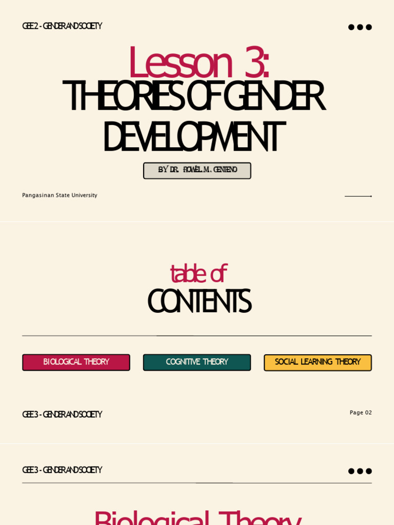 Lesson 3 Theories of Gender Development | PDF