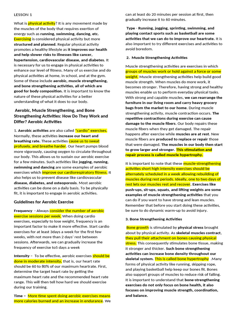 LESSON 1 Pe Health | PDF
