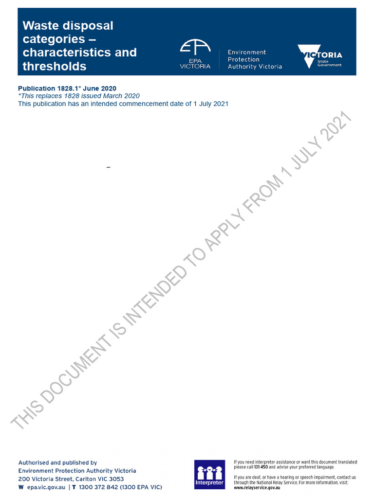 Waste Disposal Categories - Victoria | PDF