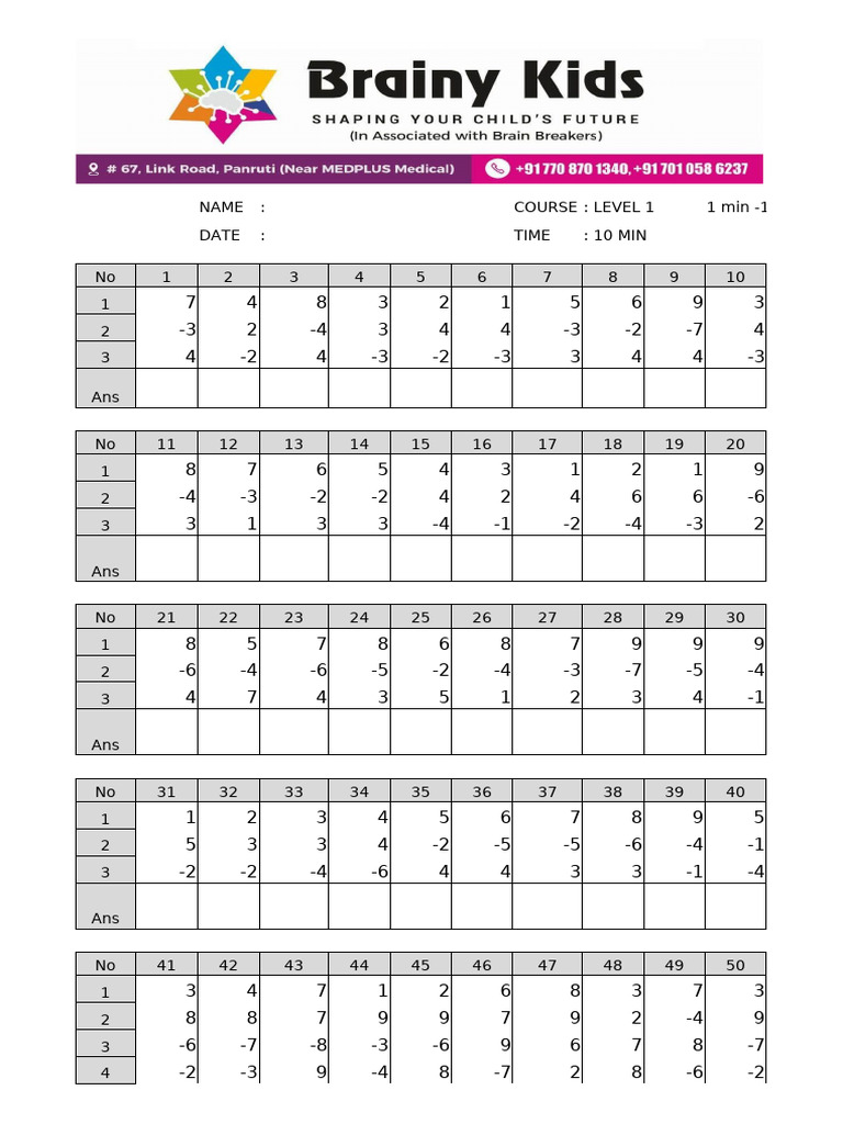 Abacus Level 1 | PDF