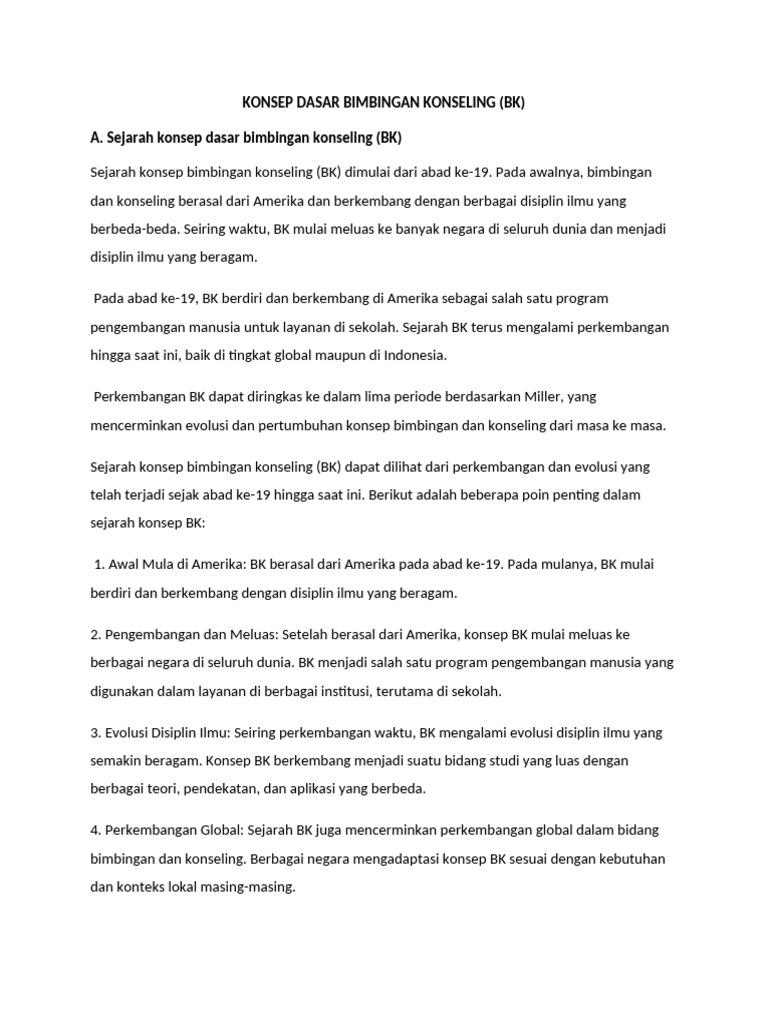 Konsep Dasar Bimbingan Konseling BK | PDF