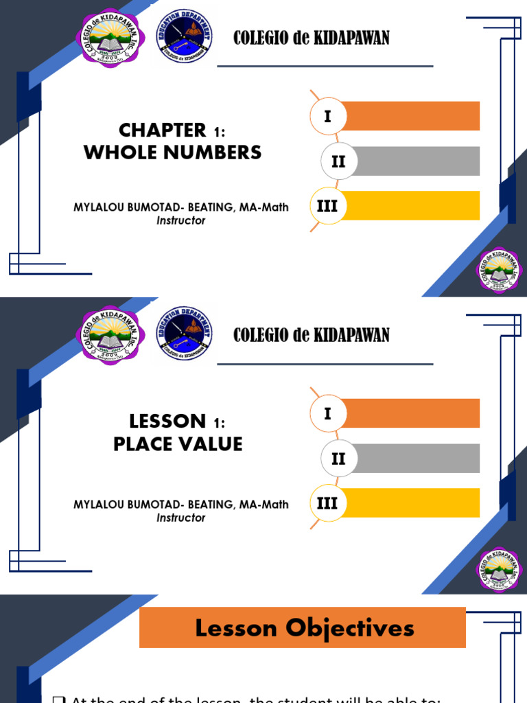 Chapter 1 Whole Numbers | PDF