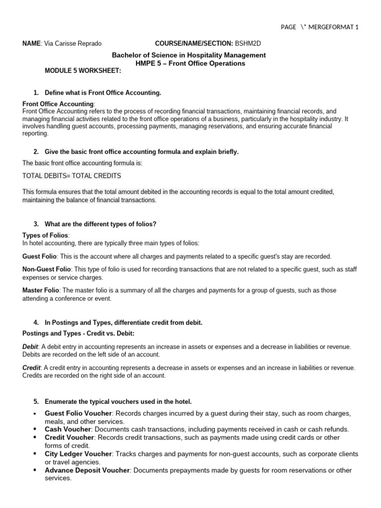 Housekeeping Module5 | PDF