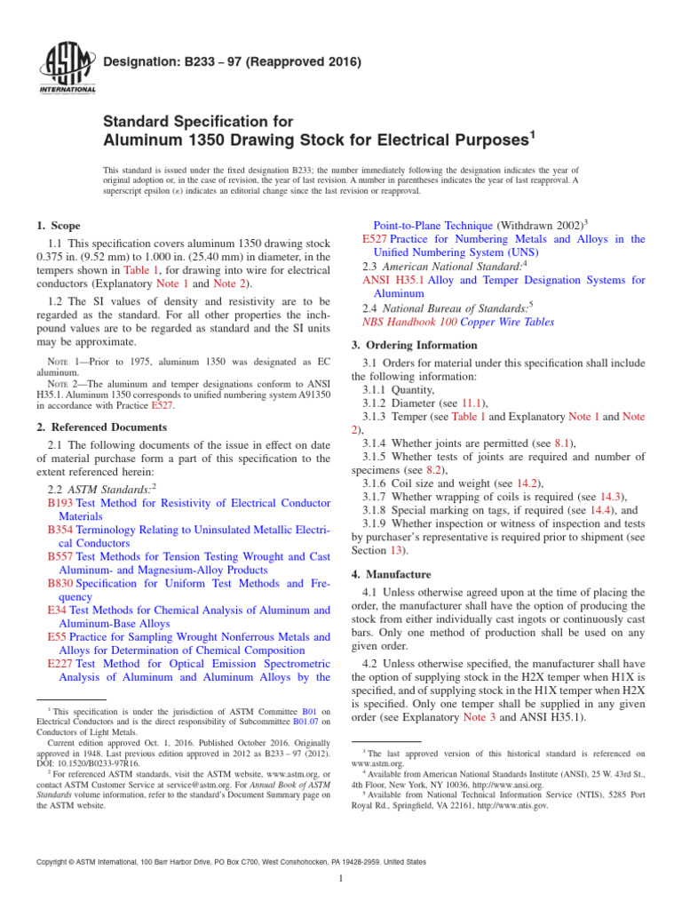 Astm B 233-97-2016 | PDF