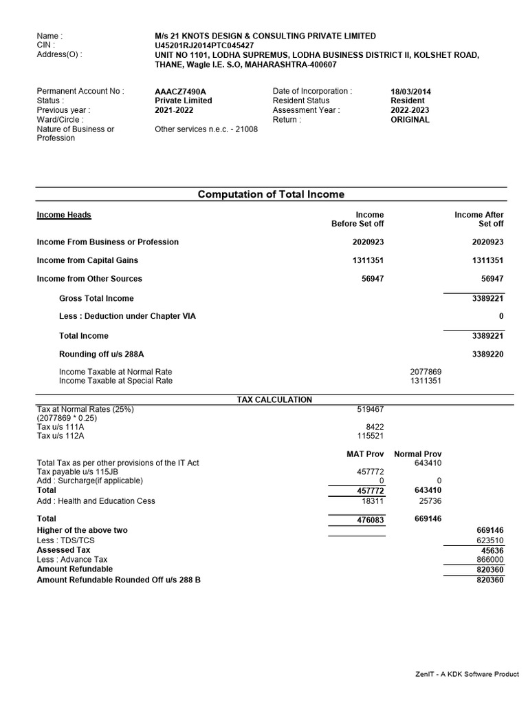 2. 21 KNOTS COMPUTATION 21-22 | PDF