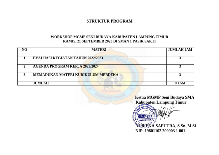 Struktur Program Pasir Sakti | PDF