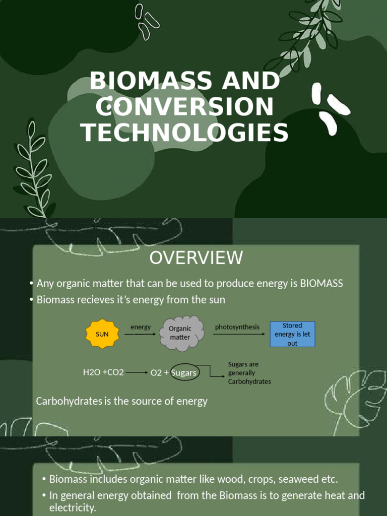 Biomass and Conversion Technologies | PDF