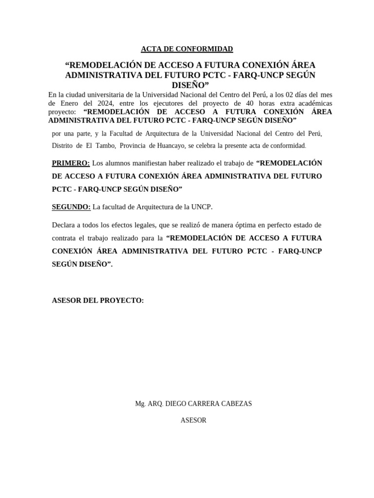 03 ACTA DE CONFORMIDAD REMODELACION | PDF