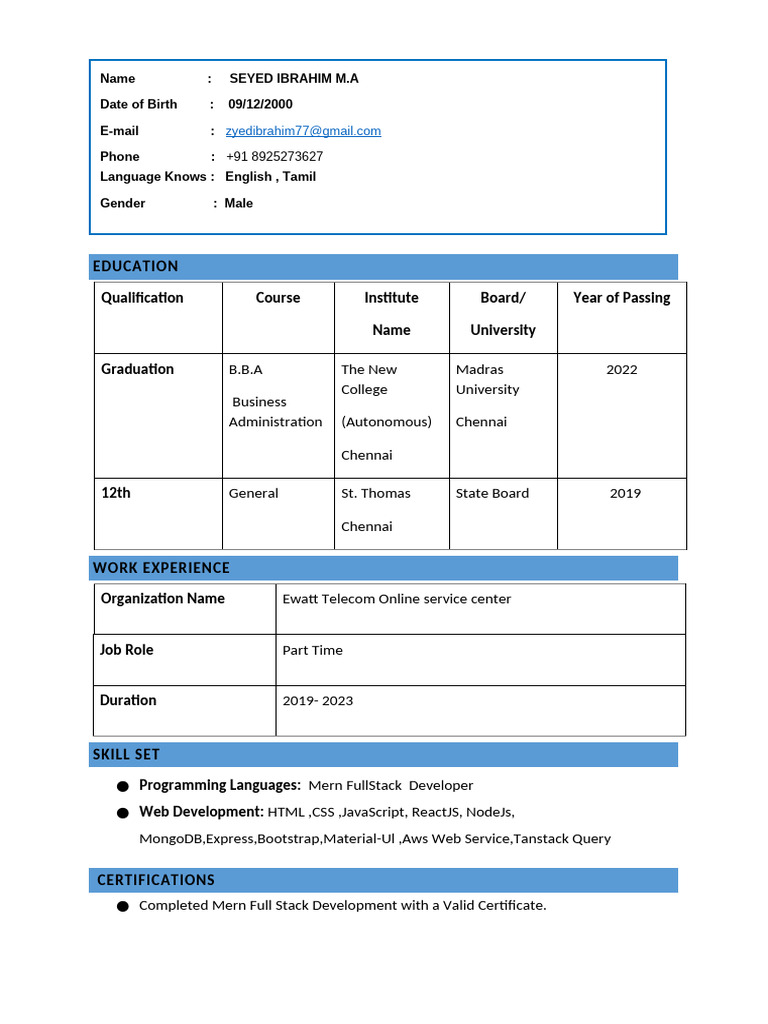 My Resume Syed SGP Eac4fz | PDF