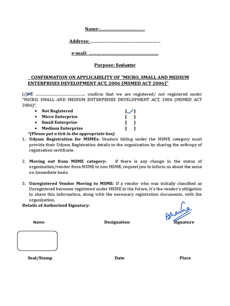 Msme Form 1 | PDF