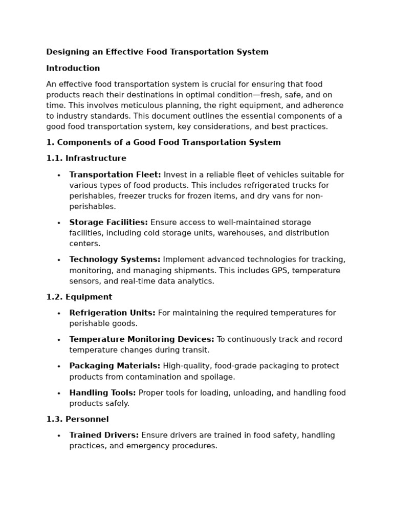 Designing an Effective Food Transportation System | PDF