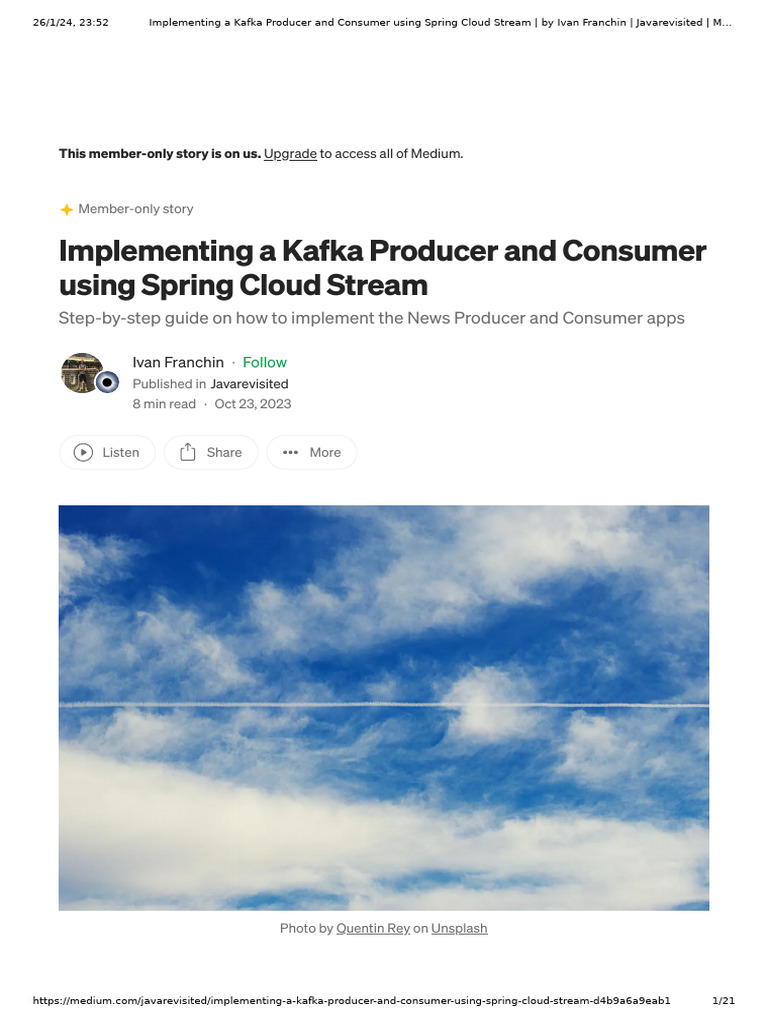 Implementing A Kafka Producer and Consumer Using Spring Cloud Stream ...
