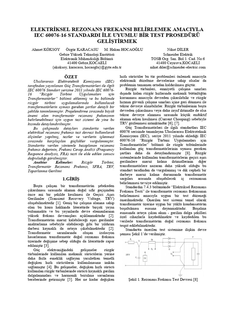 Gyte Elektri̇ksel Rezonans Frekansi | PDF