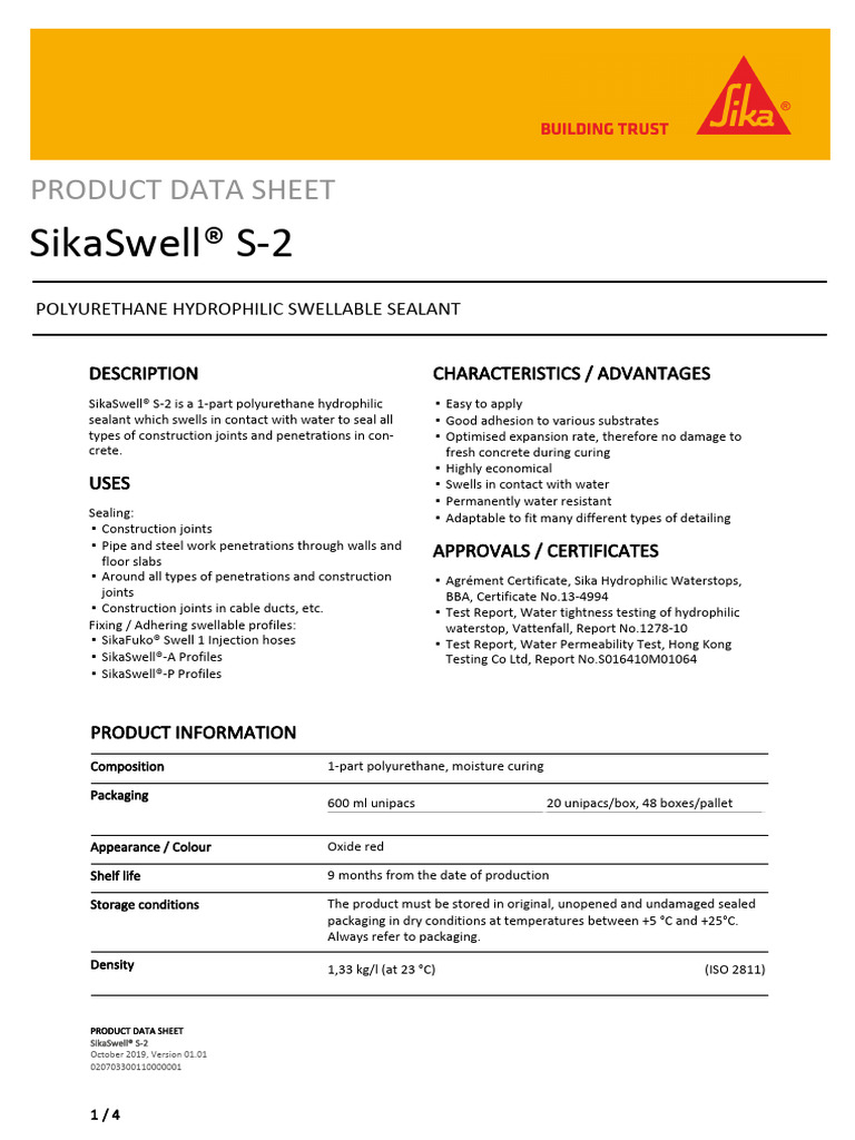 SikaSwell® S-2 | PDF
