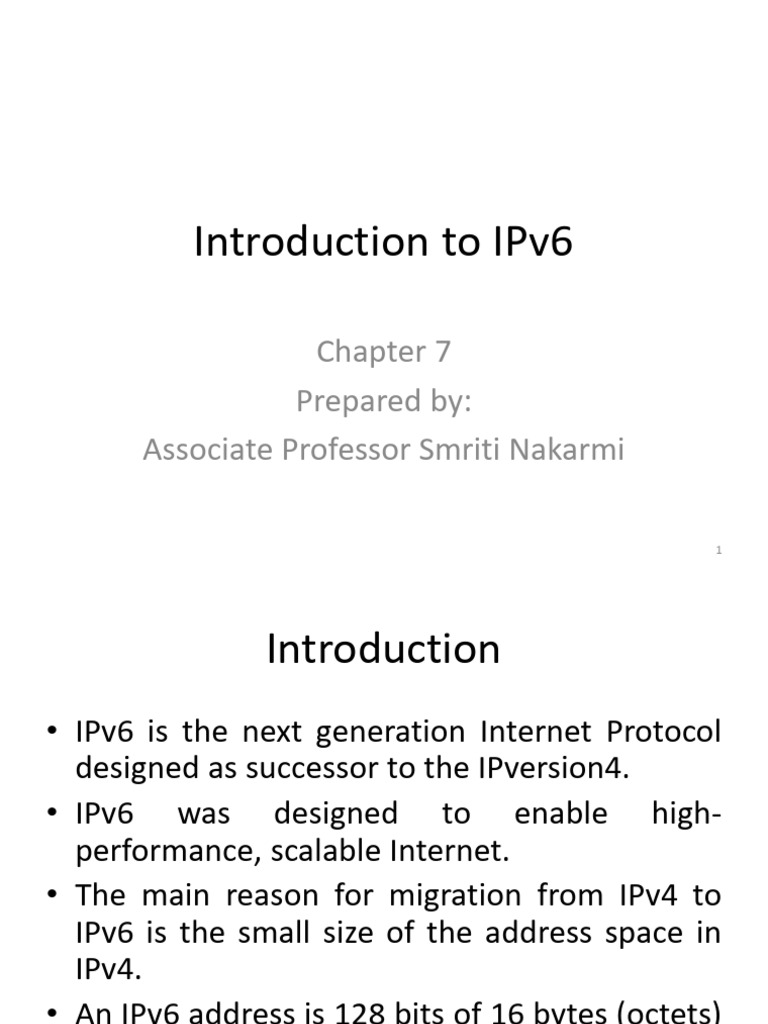 Chapter 7 - Introduction To IPv6 | PDF