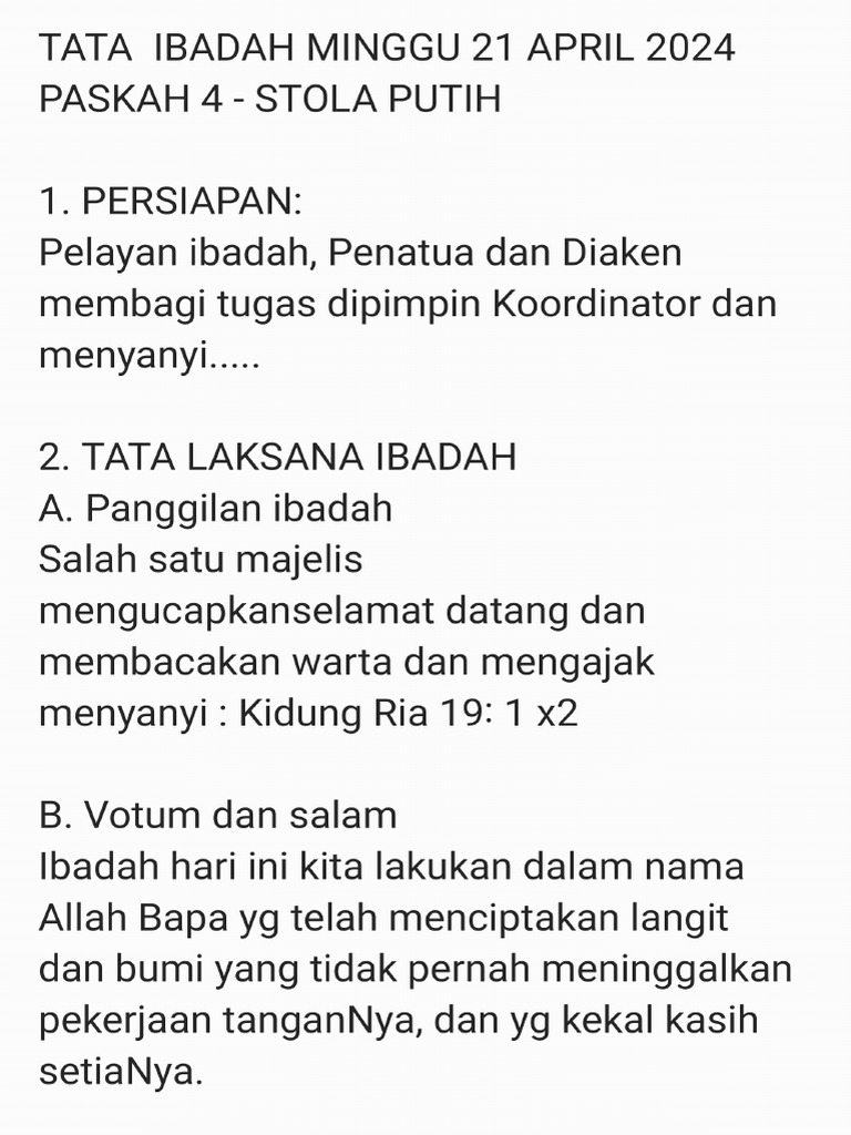Tata Ibadah Minggu - 240414 - 182814 | PDF