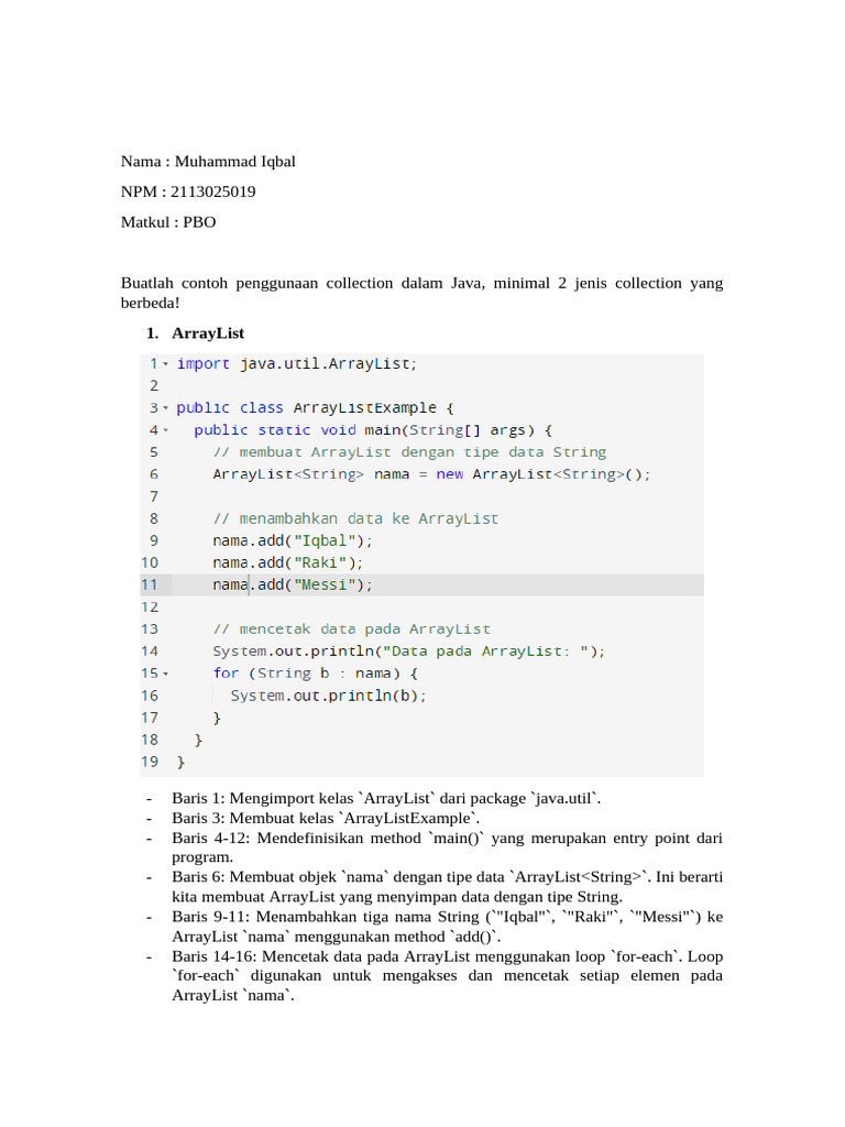 Muhammad Iqbal 2113025019 Collection Dalam Java | PDF